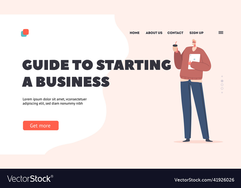 Guide to starting business landing page template Vector Image