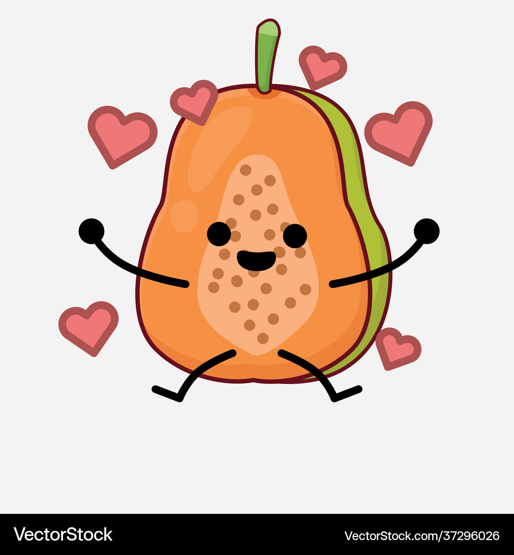 Papaya fruit cute character with simple face Vector Image
