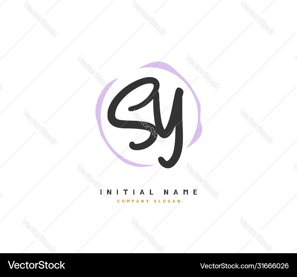 S y sy beauty initial logo handwriting Royalty Free Vector