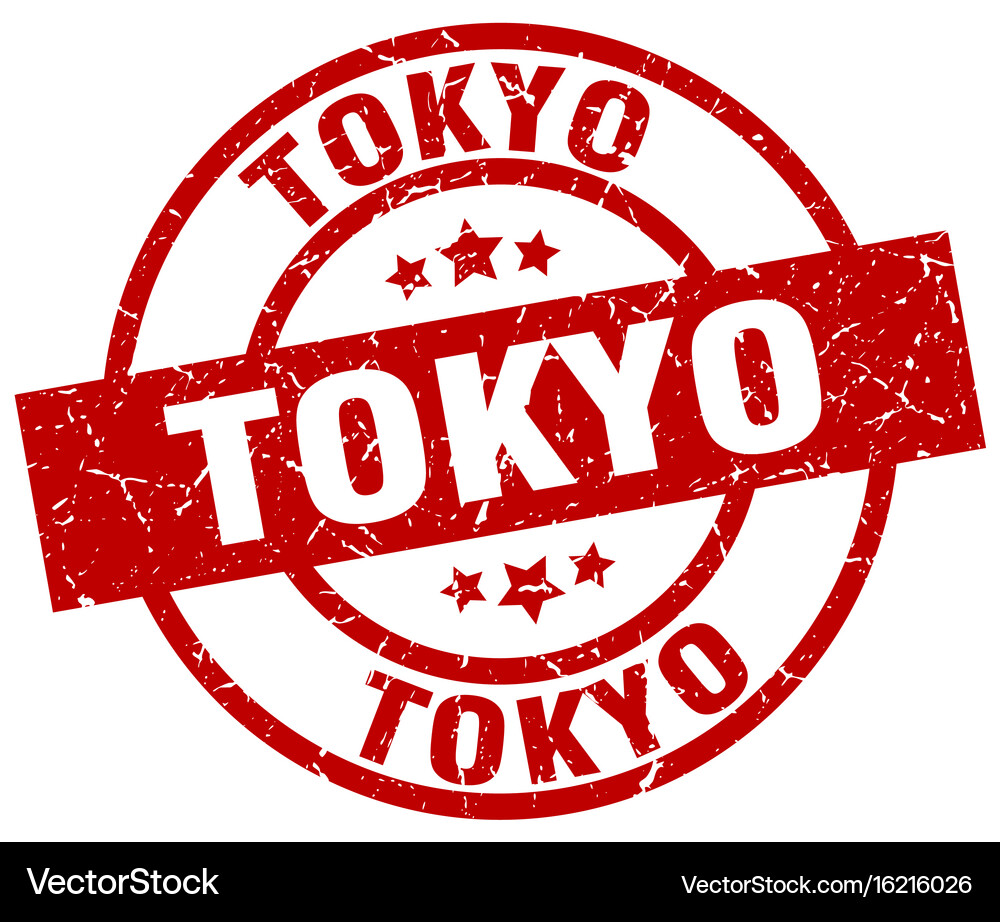 Tokyo red round grunge stamp Royalty Free Vector Image