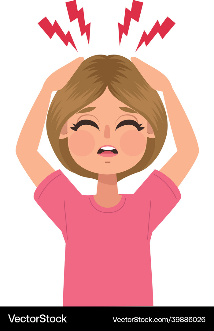 Woman with head ache Royalty Free Vector Image
