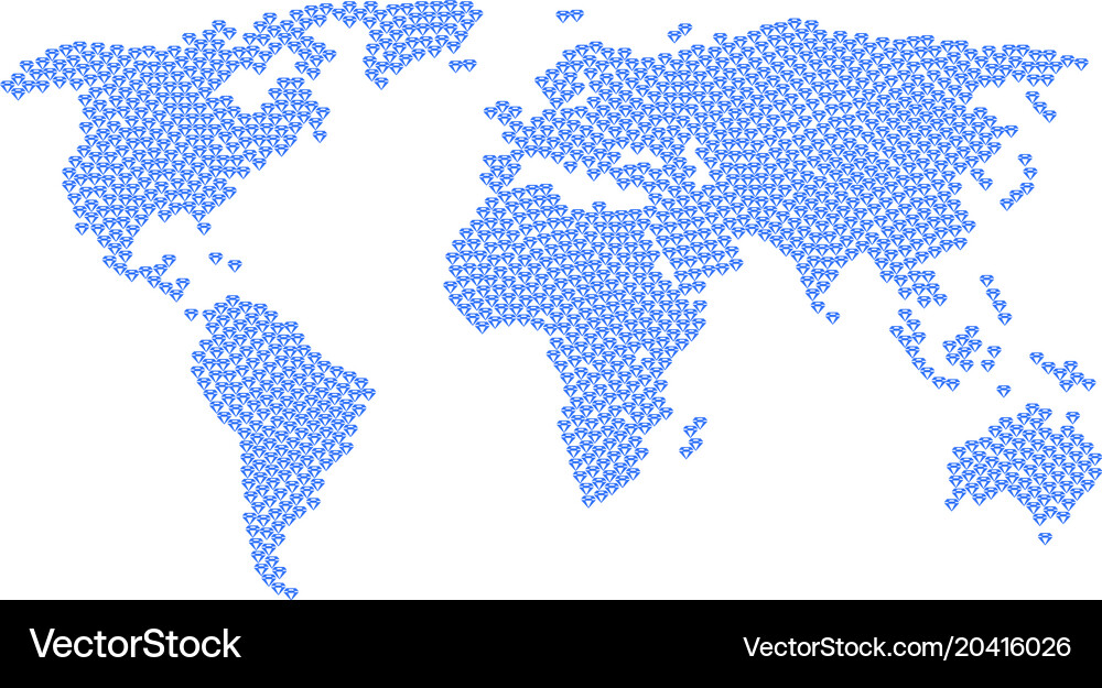Worldwide map pattern of diamond items Royalty Free Vector