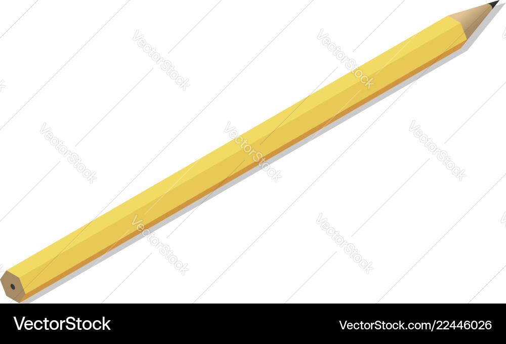 Yellow pencil icon set isometric style Royalty Free Vector