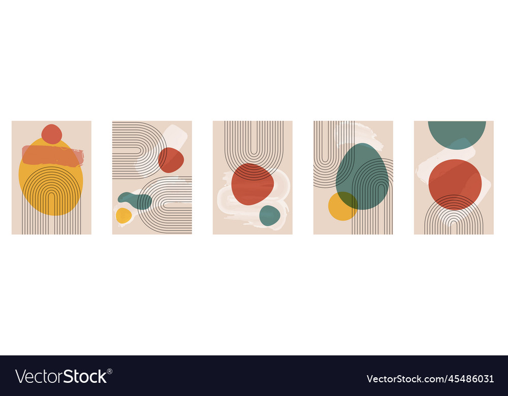 Abstract line shapes art posters collection Vector Image