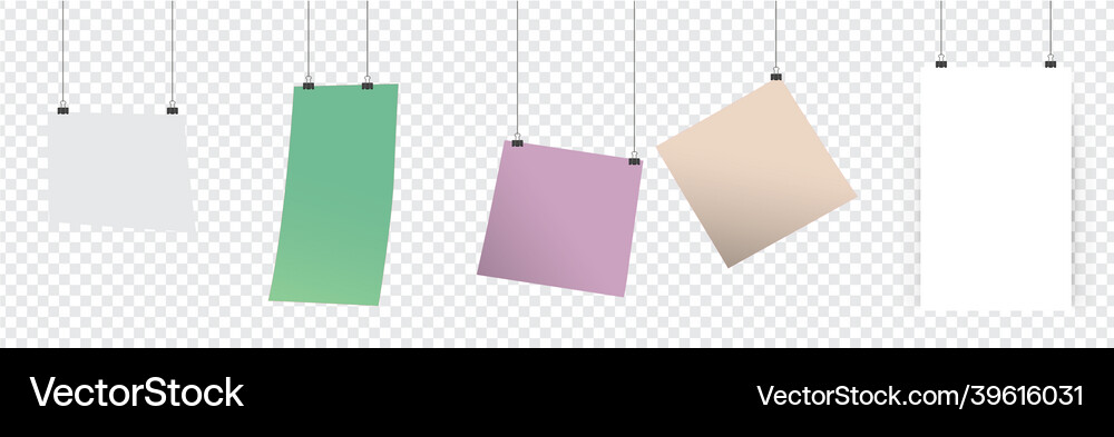 Blank hanging paper sheet with blinder clip Vector Image