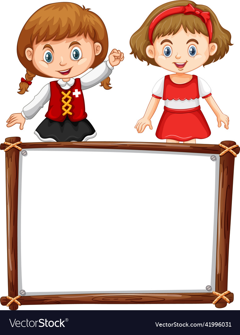 Board template with happy kids Royalty Free Vector Image