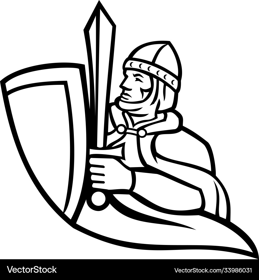 Bust medieval king regnant wielding a sword Vector Image