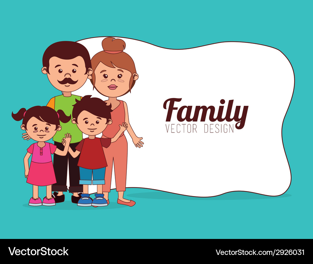 Family design over blue background Royalty Free Vector Image