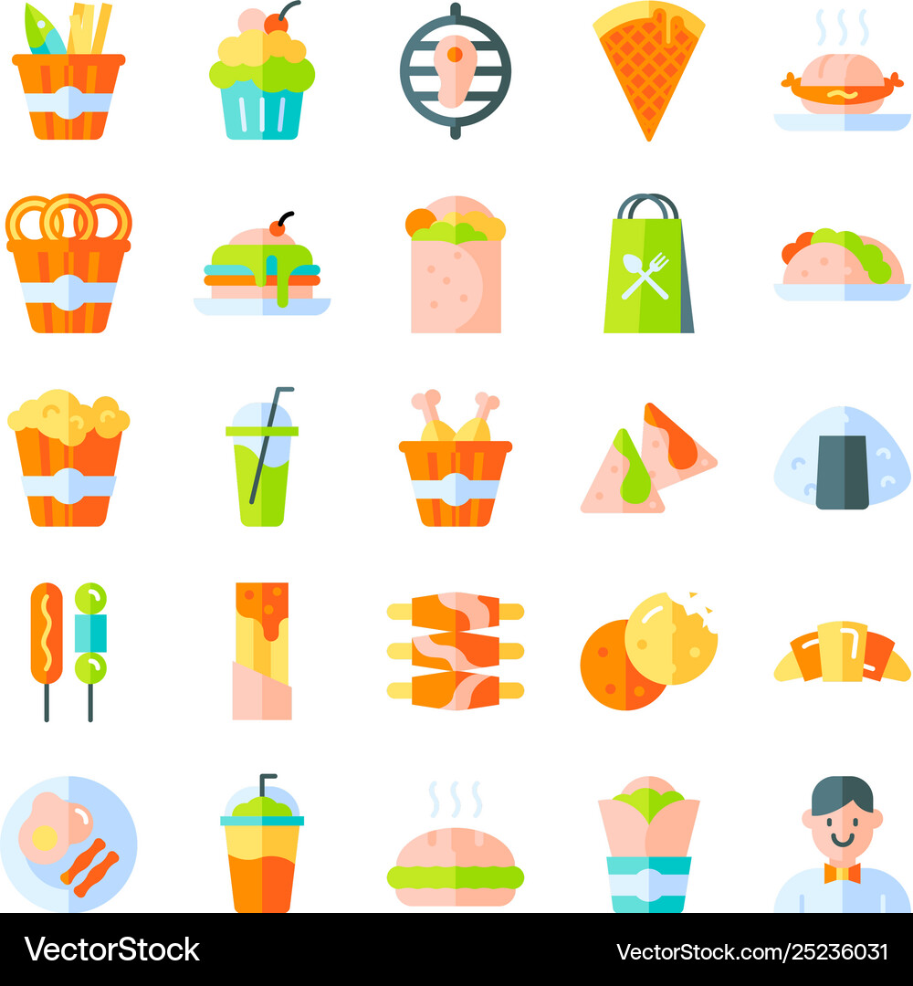 Fast food icons pack Royalty Free Vector Image