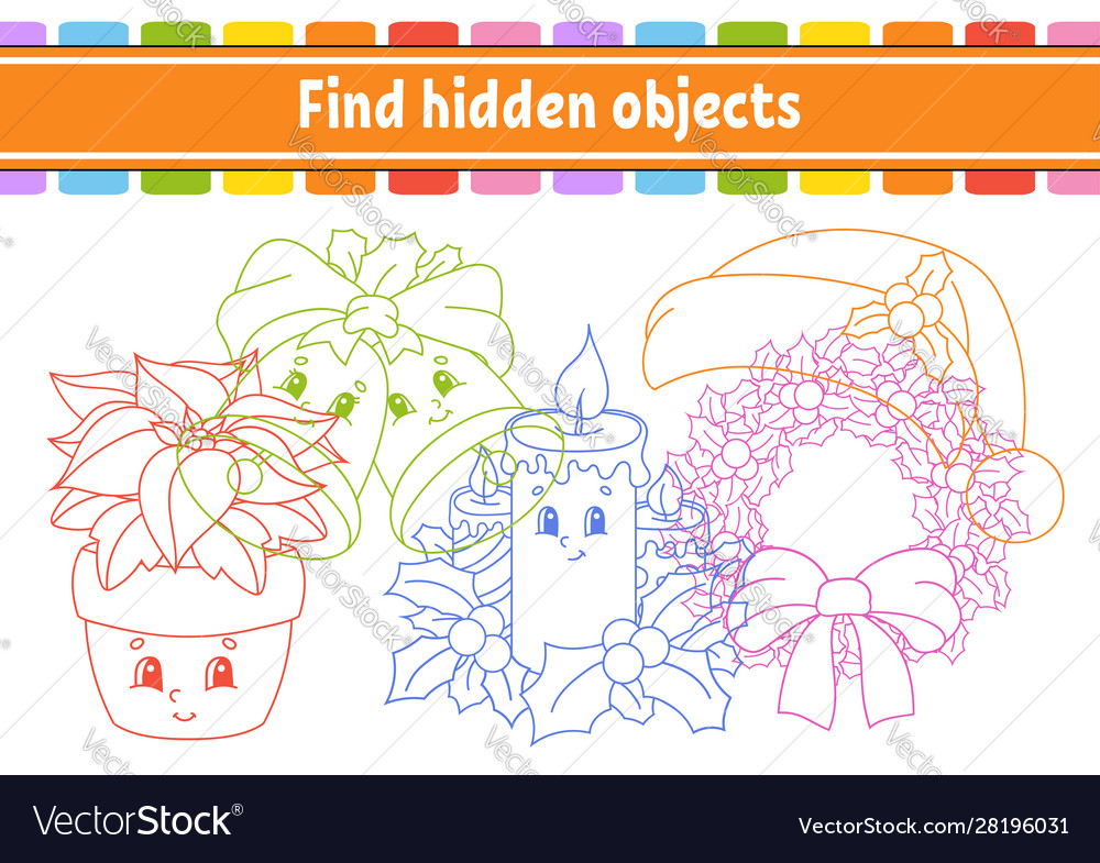 Find hidden object education developing worksheet Vector Image