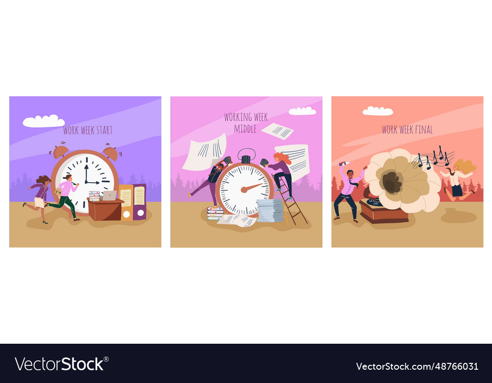 Flat work week set Royalty Free Vector Image - VectorStock