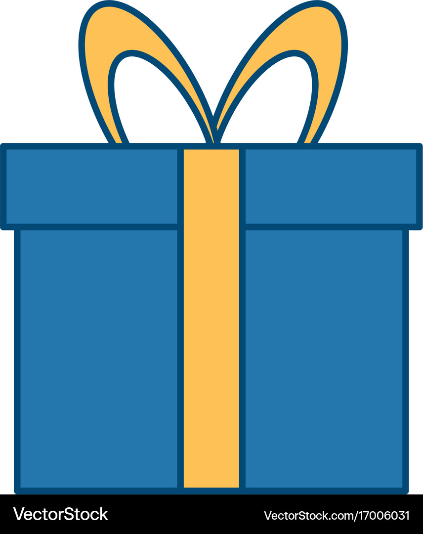 Gift box wrapped bow ribbon decoration Royalty Free Vector