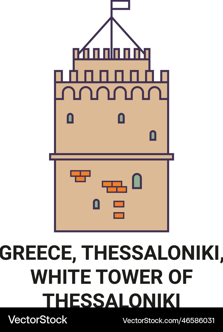 Greece thessaloniki white tower Royalty Free Vector Image