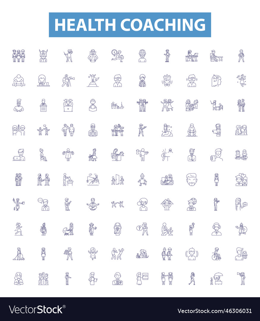 Health coaching line icons signs set wellness Vector Image