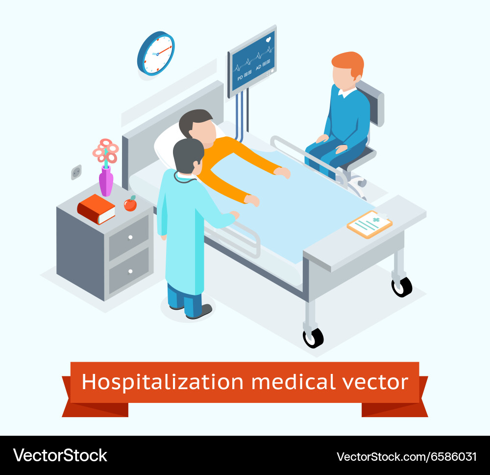 Hospitalization medical 3d isometric Royalty Free Vector