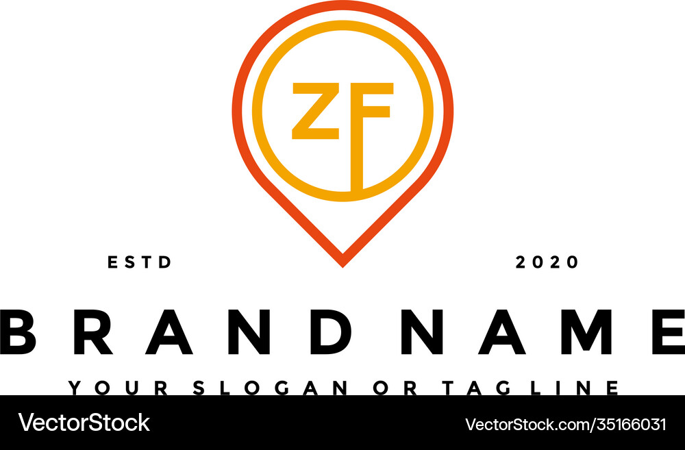 Letter zf pin logo design Royalty Free Vector Image