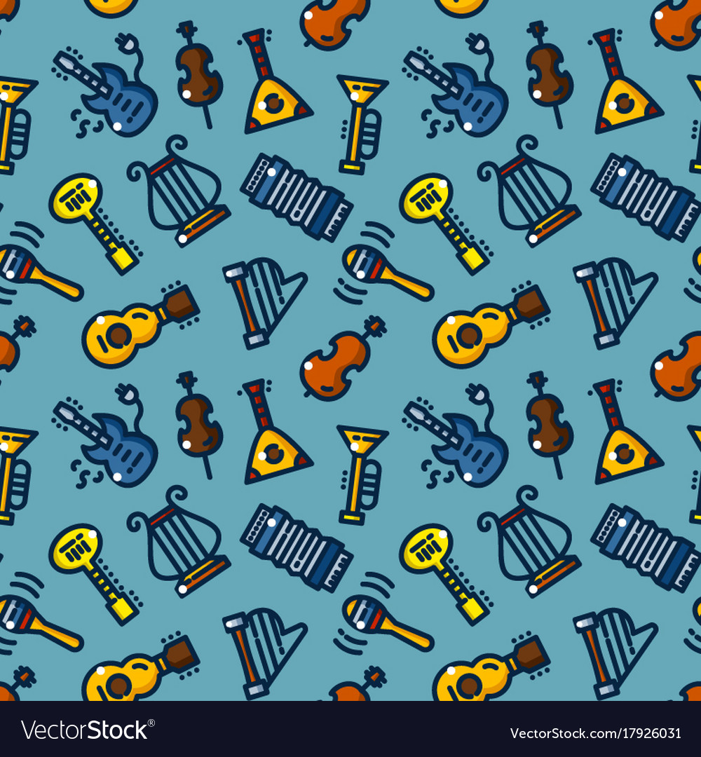 Musical instruments seamless pattern Royalty Free Vector