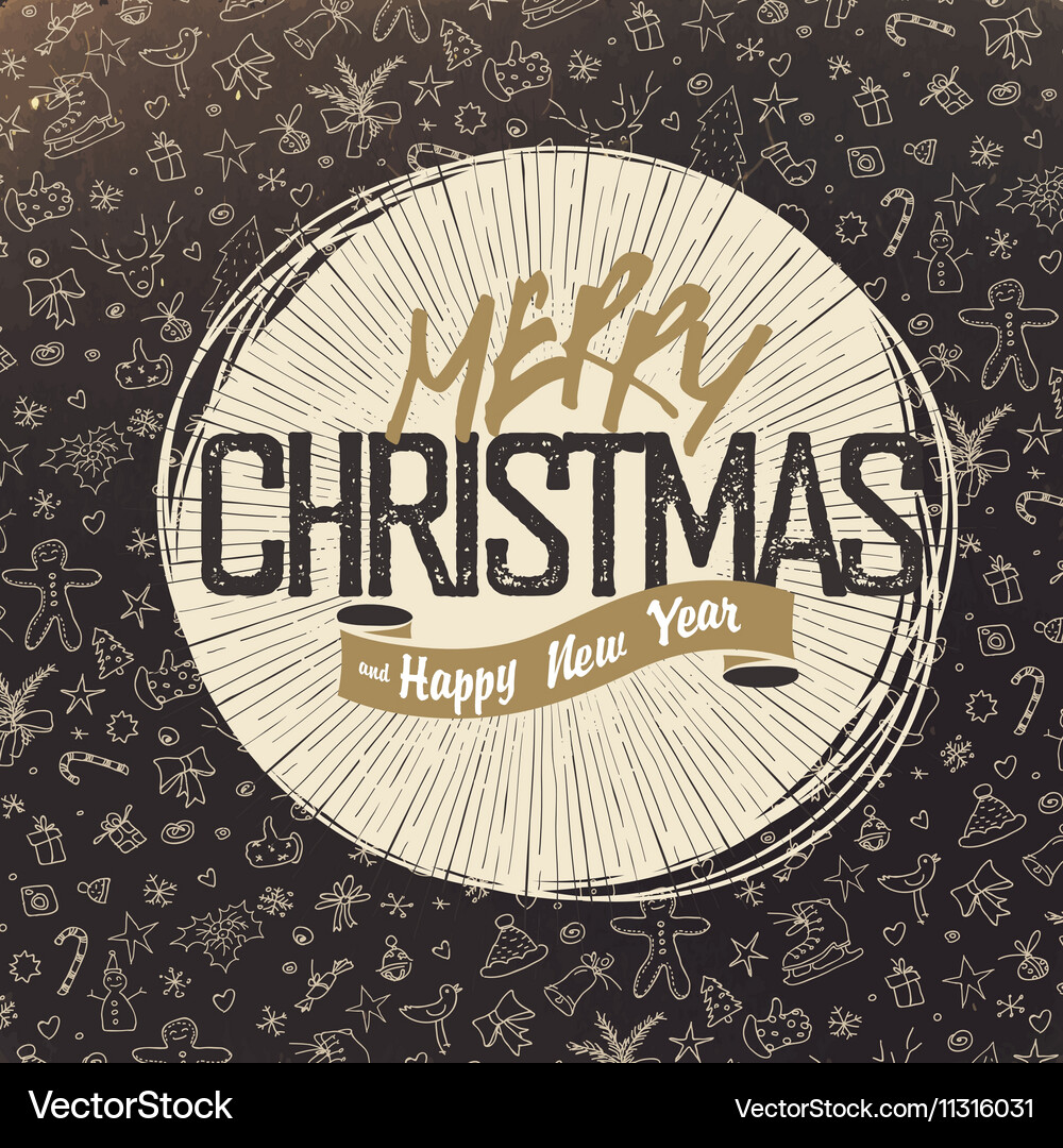 Retro merry christmas card design Royalty Free Vector Image