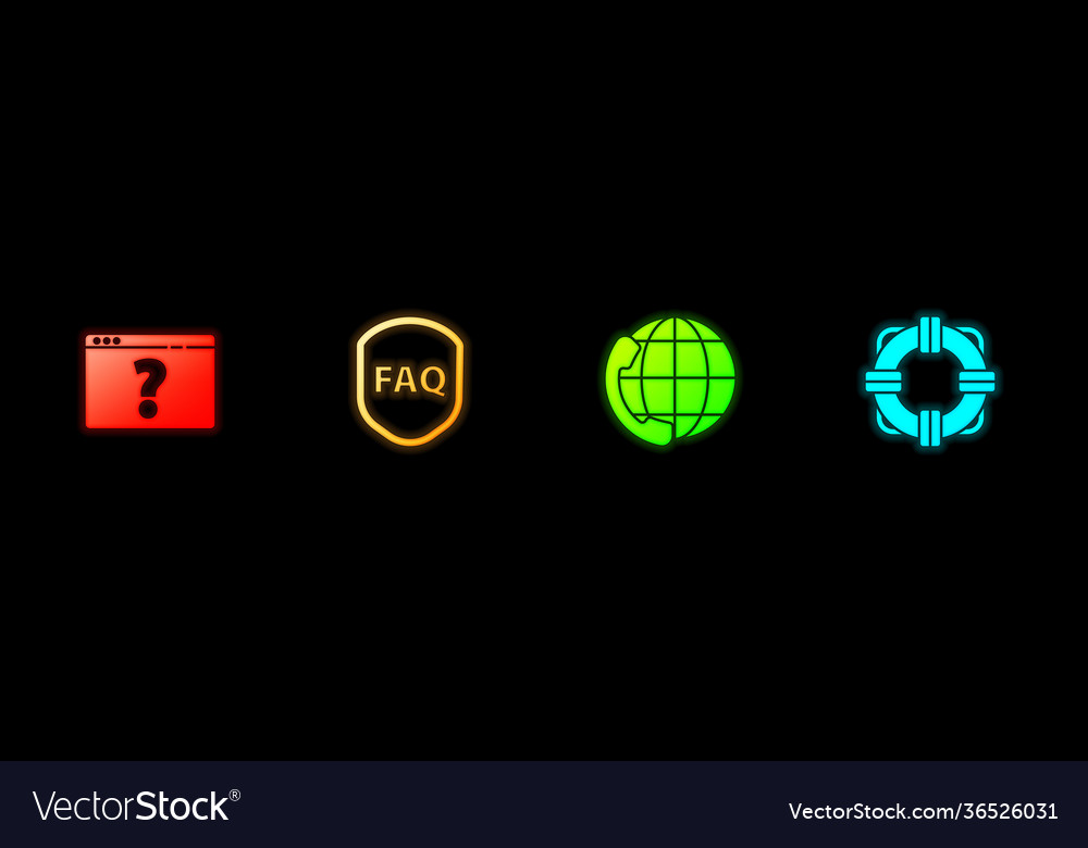 Set browser with question mark shield text faq Vector Image