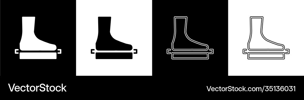 Set flat foot icon isolated on black and white Vector Image