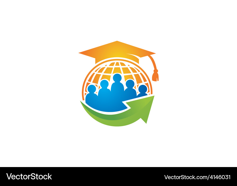 Students university college world arrow logo Vector Image