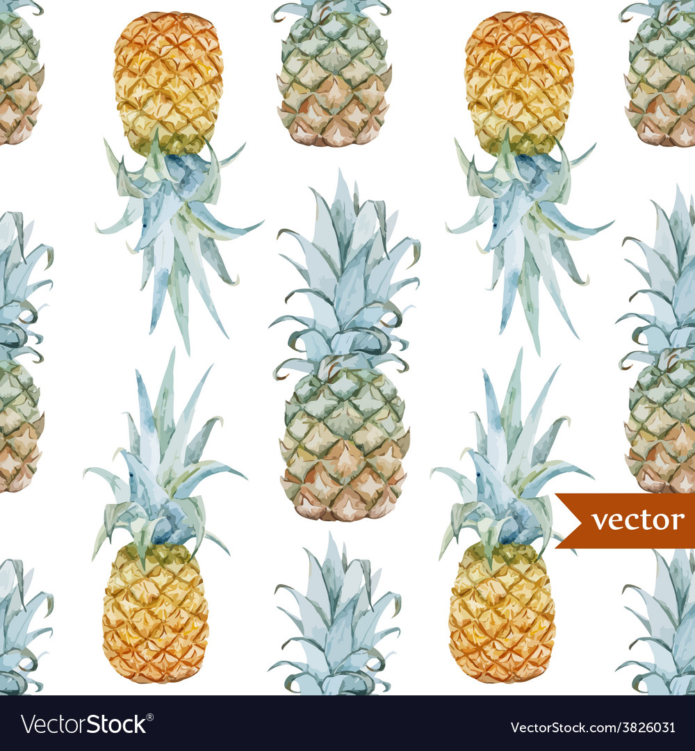 Watercolor tropical pineapple exotic pattern Vector Image