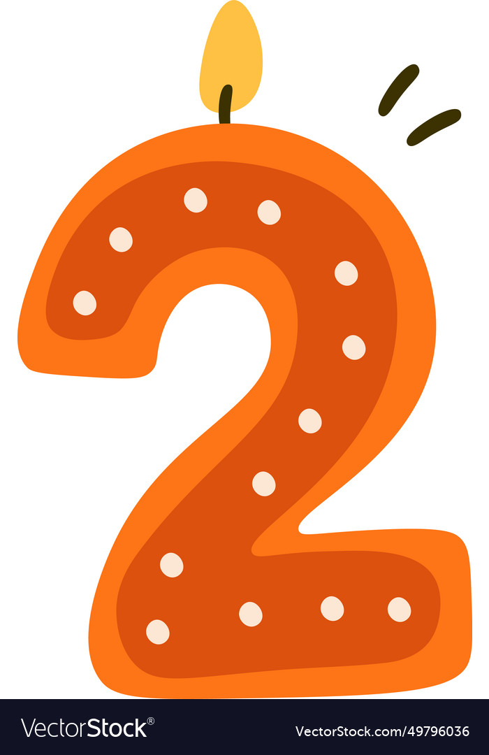2 birthday digit candle Royalty Free Vector Image