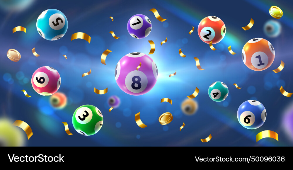 Bingo balls splash background floating lotto game Vector Image