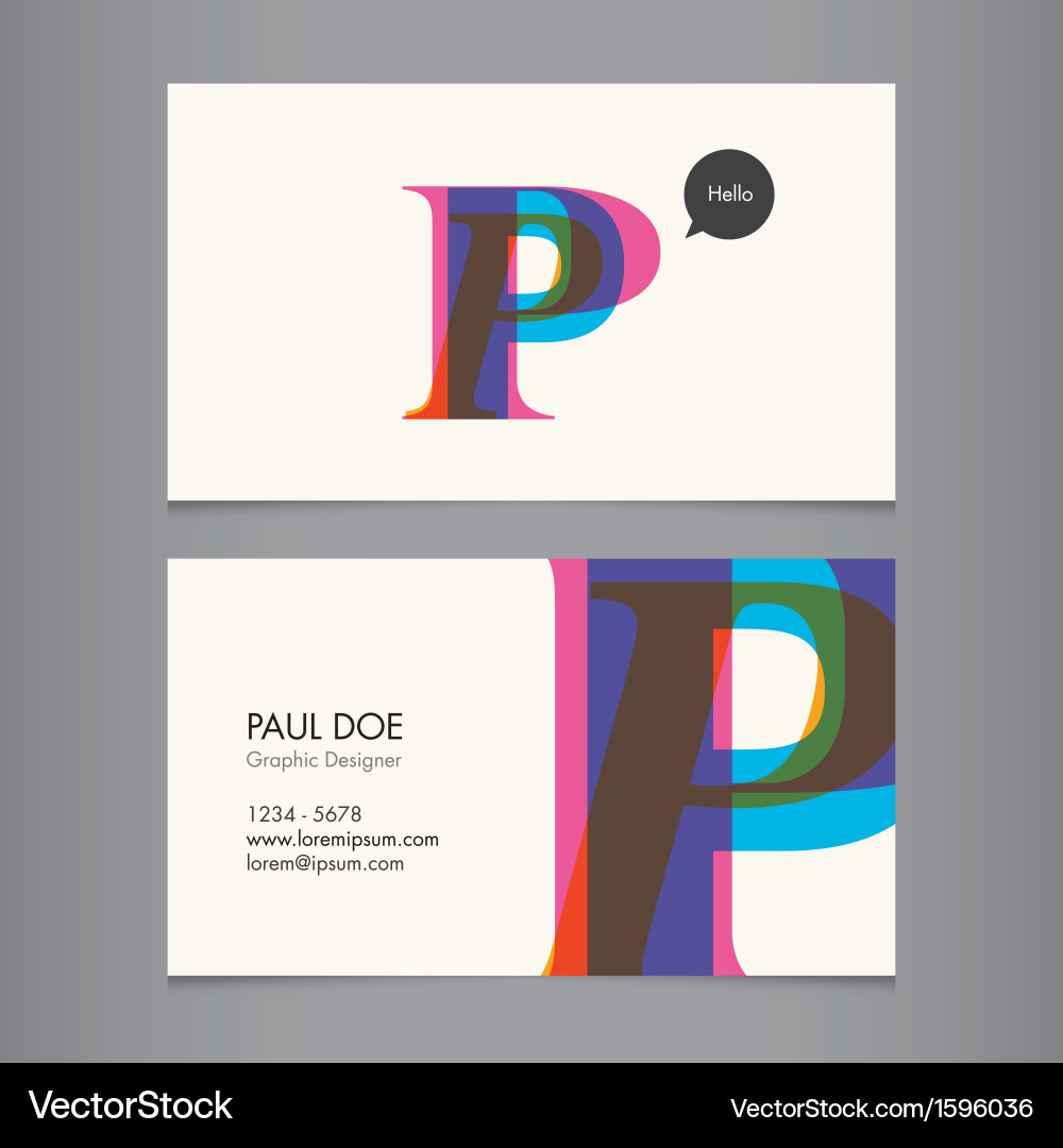 Business card template letter p Royalty Free Vector Image