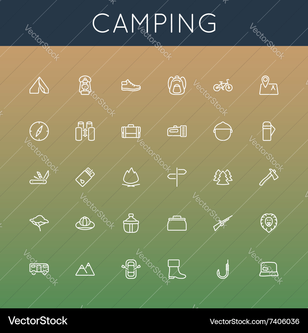 Camping line icons Royalty Free Vector Image - VectorStock