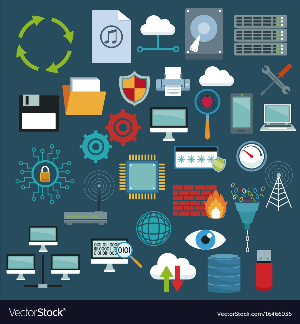 Color background with set collection technology Vector Image