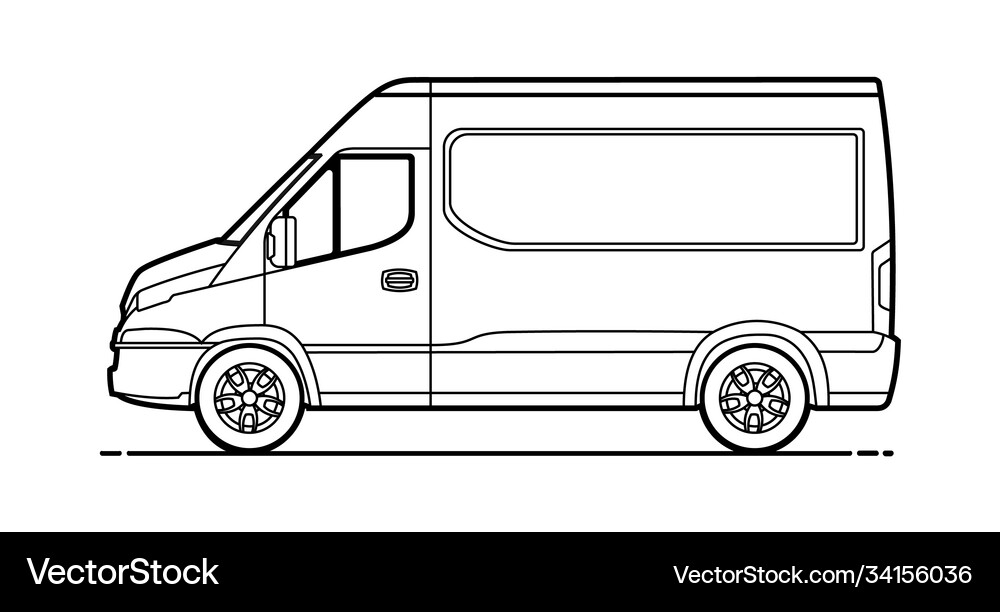 Contour delivery van cargo van for coloring book Vector Image