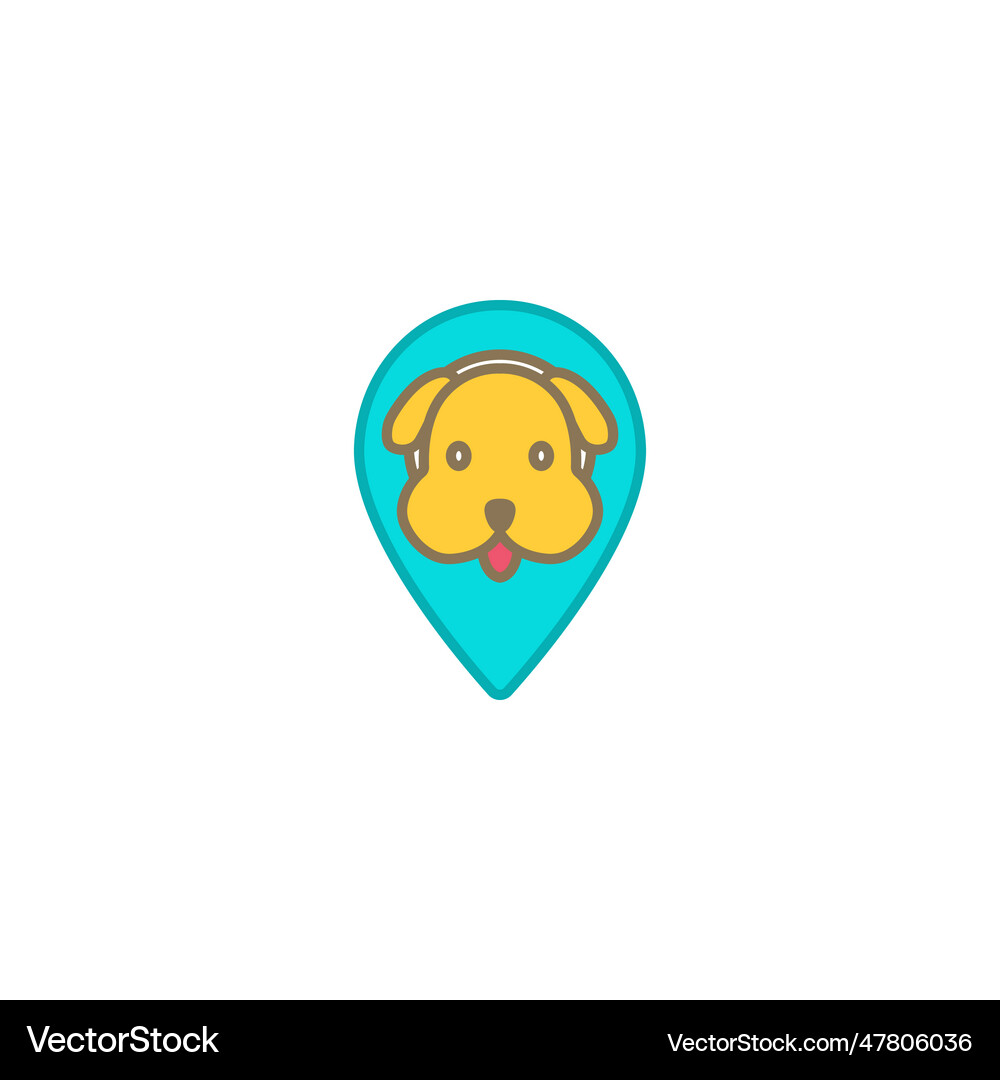 Dog pin location gps logo Royalty Free Vector Image