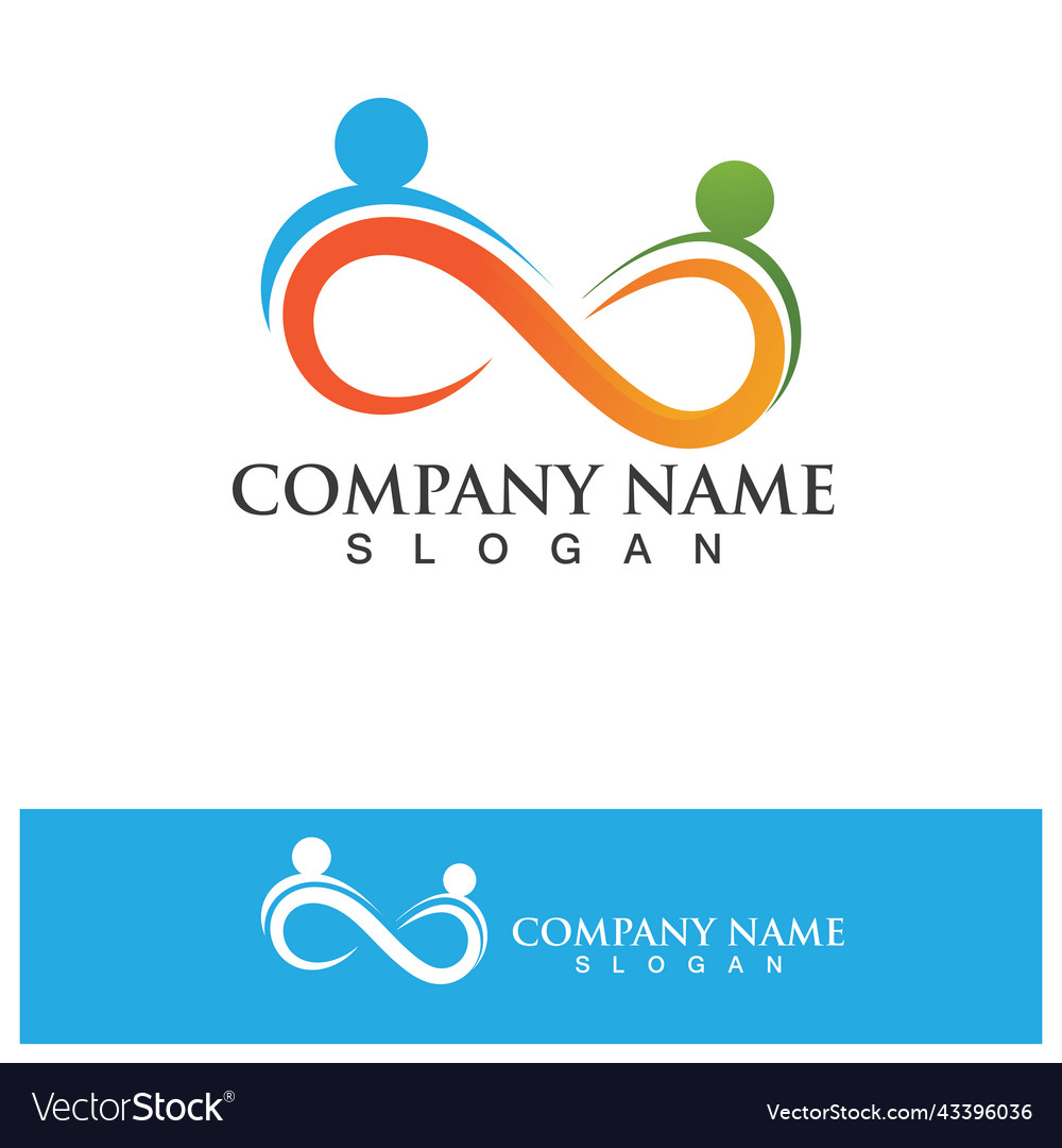 Infinity people family care logo design Royalty Free Vector Infinity people family care logo design Royalty Free Vector