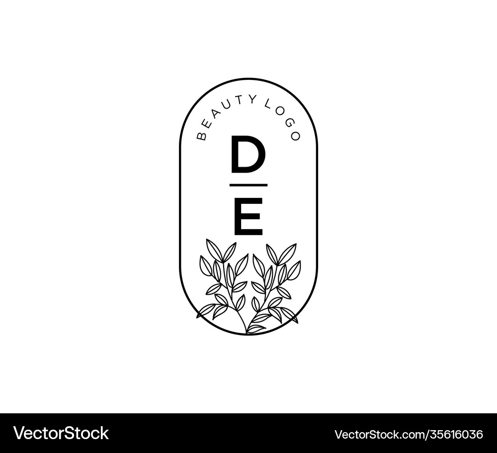 Initial de letters beautiful floral feminine Vector Image