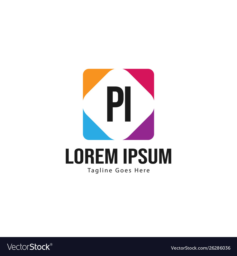 Initial pi logo template with modern frame Vector Image