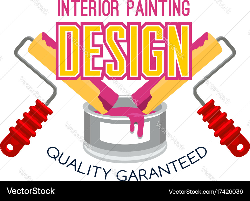 Painting service icon design with paint and roller
