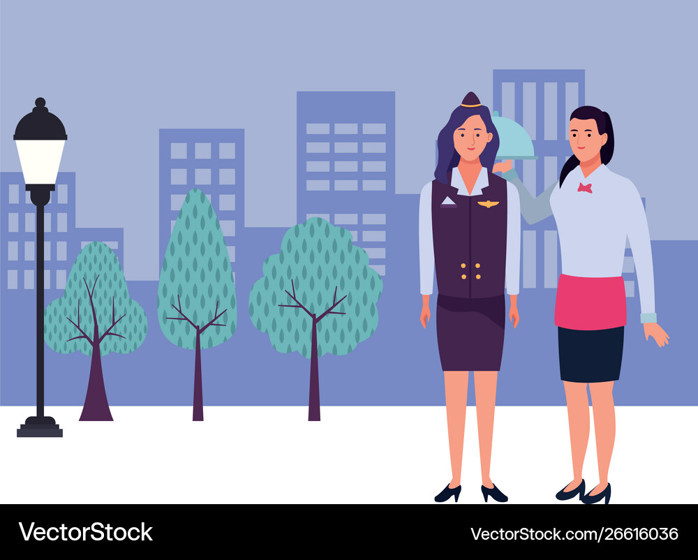 Professionals workers couple smiling cartoons Vector Image