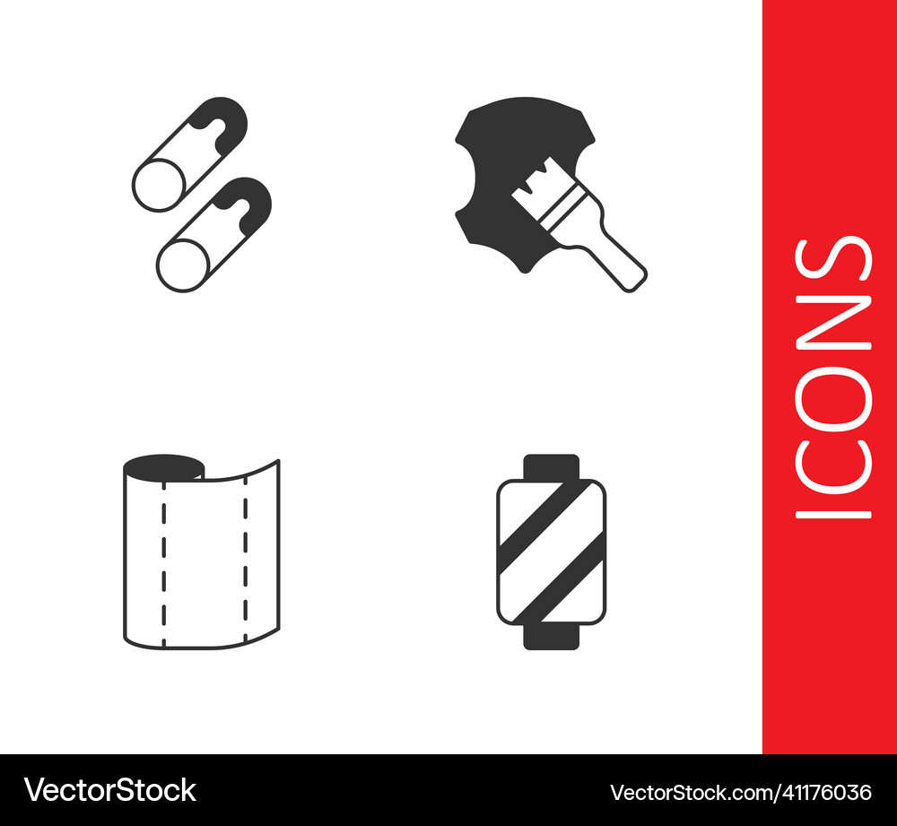 Set sewing thread on spool closed steel safety Vector Image