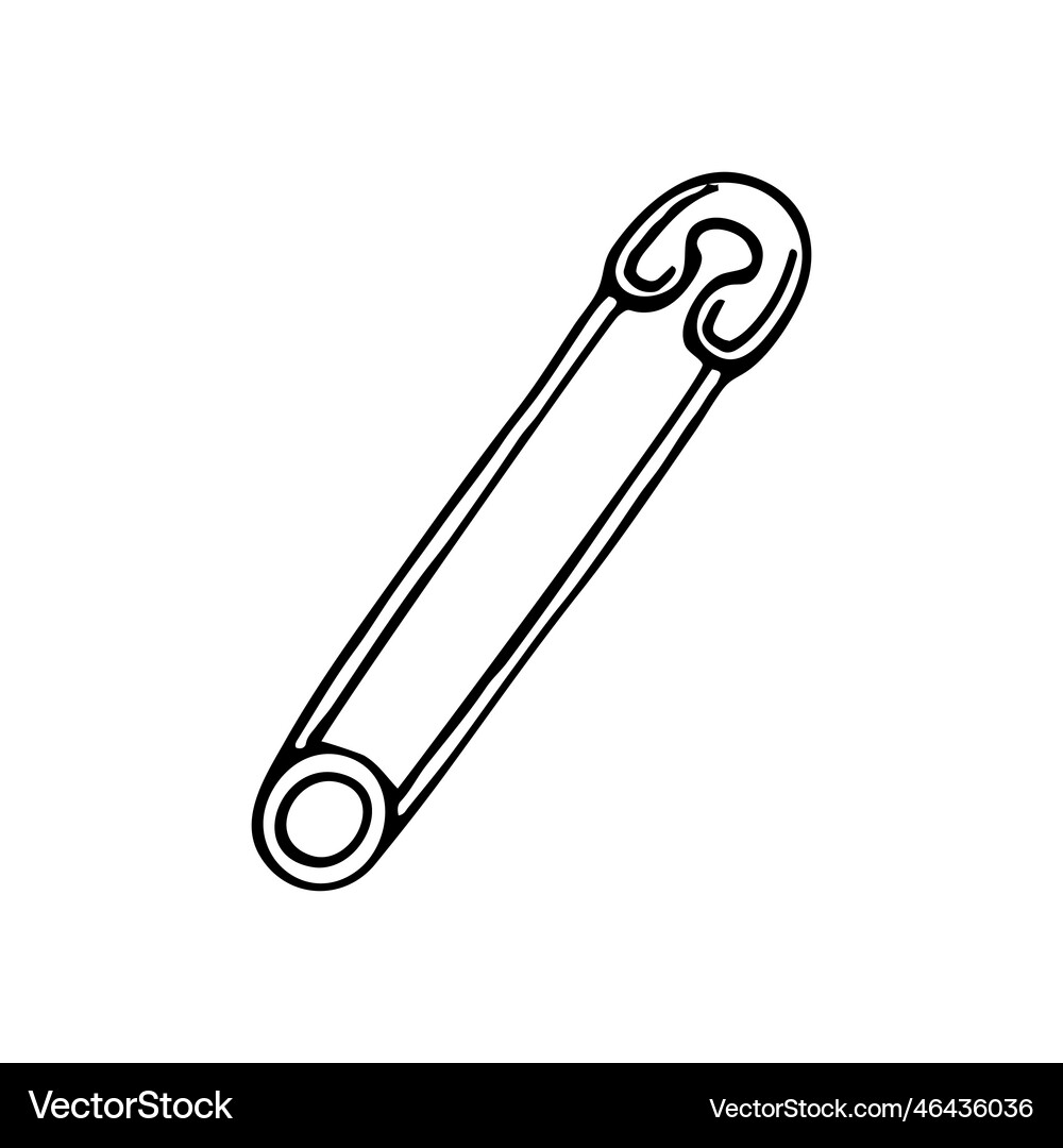 Sewing pin line art fabric fastening tool Vector Image