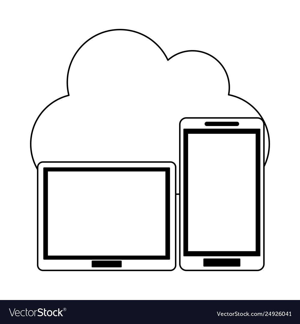 Cloud computing technology in black and white Vector Image