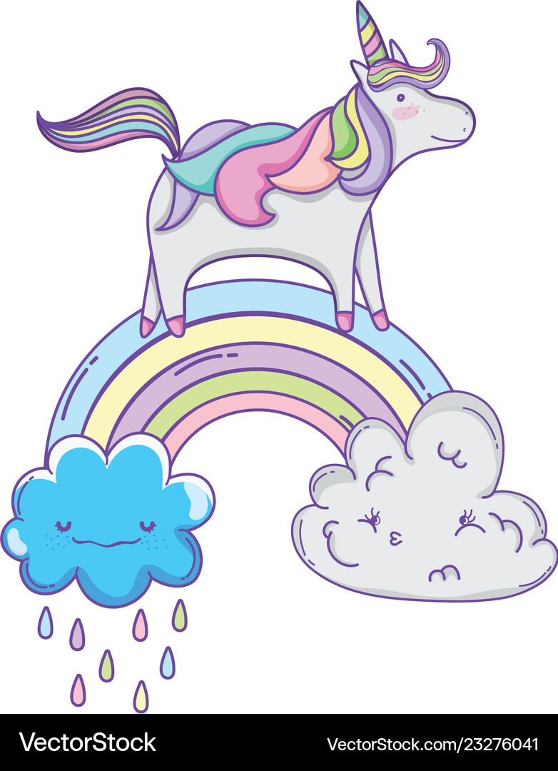 Cute unicorn and clouds Royalty Free Vector Image