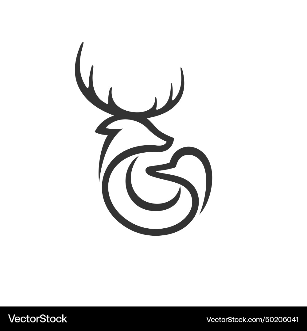 Deer and duck logo animal Royalty Free Vector Image