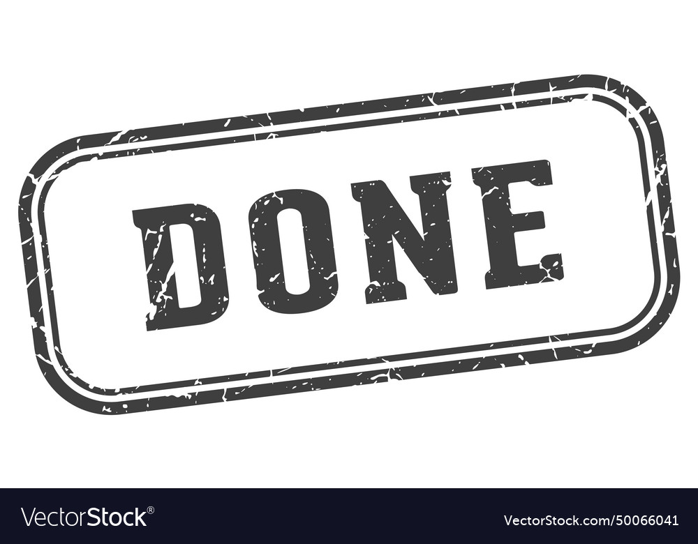 Done stamp rectangular on white Royalty Free Vector Image