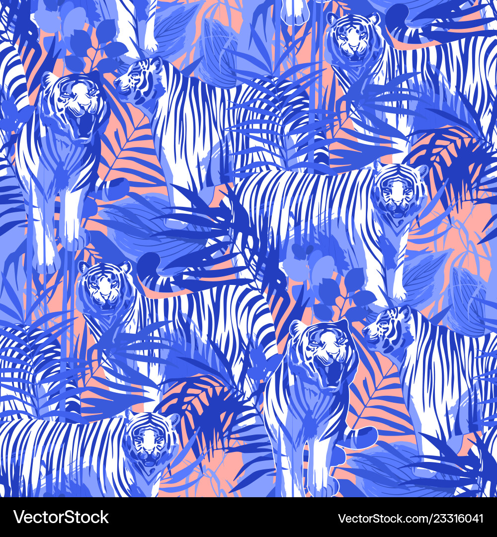 Graphic seamless patterns of tigers in different Vector Image