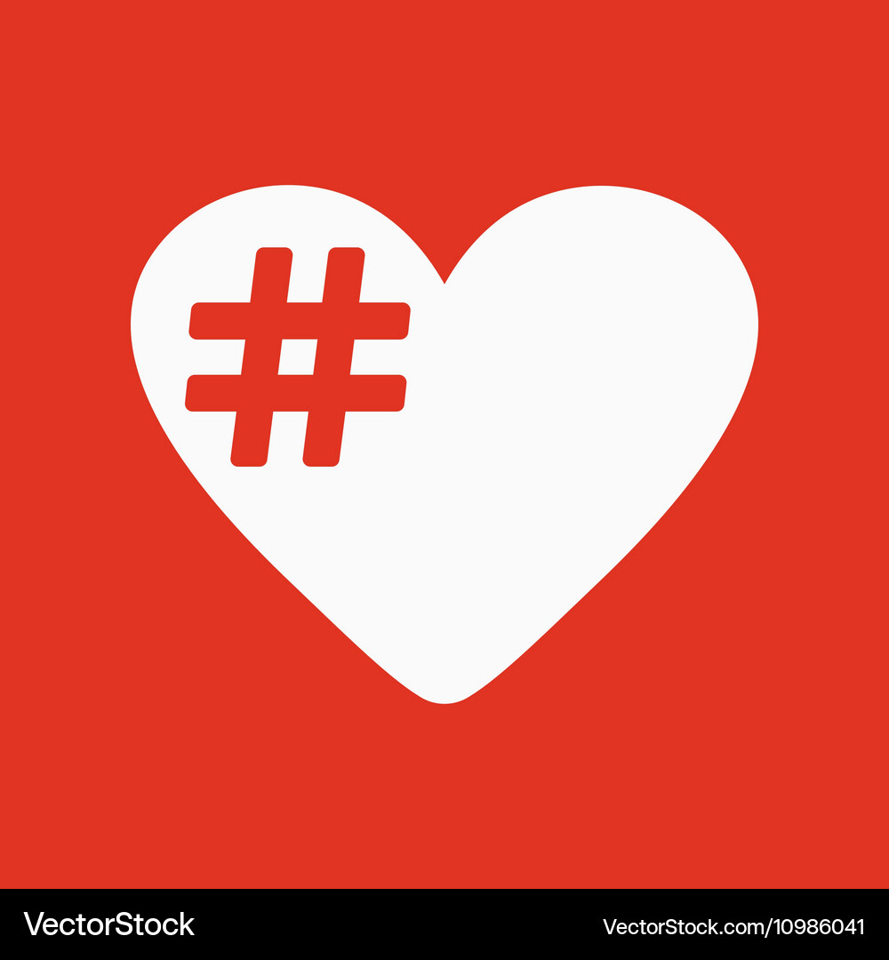 Hash love icon hashtag heart symbol flat Vector Image