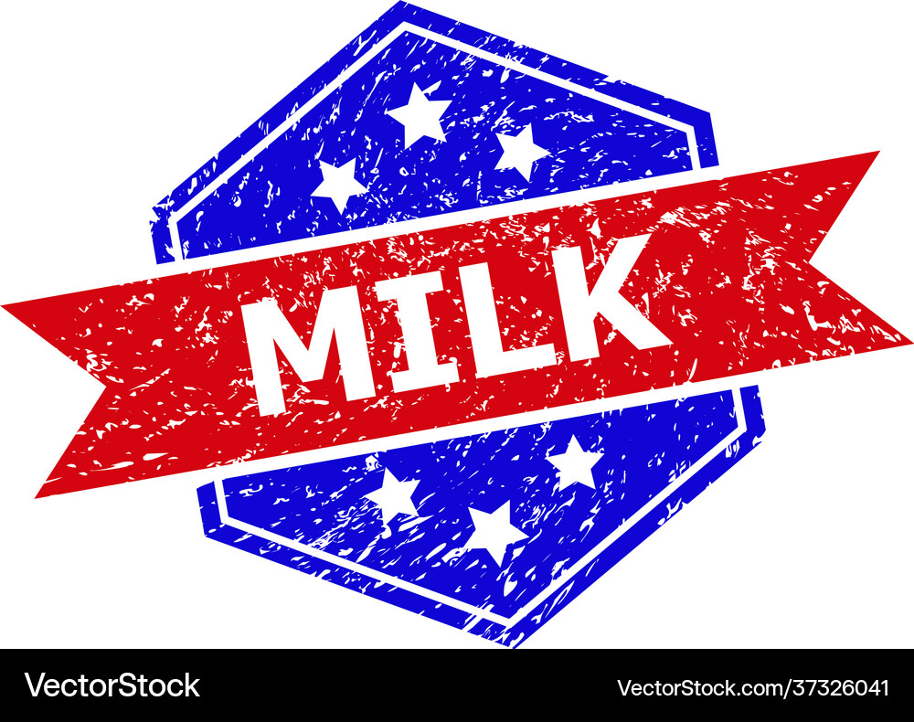 Hexagon bicolor milk rubber stamp with rubber Vector Image
