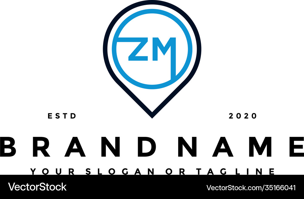 Letter zm pin logo design Royalty Free Vector Image