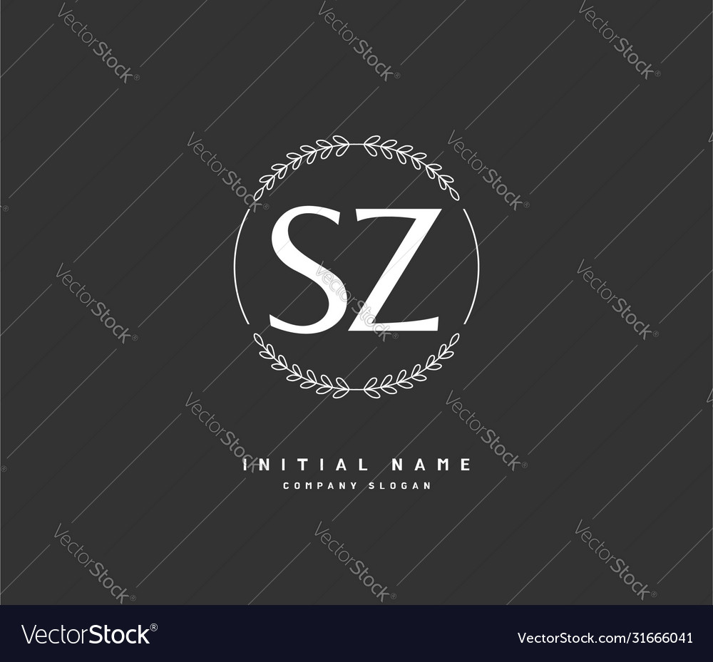 S z sz beauty initial logo handwriting Royalty Free Vector
