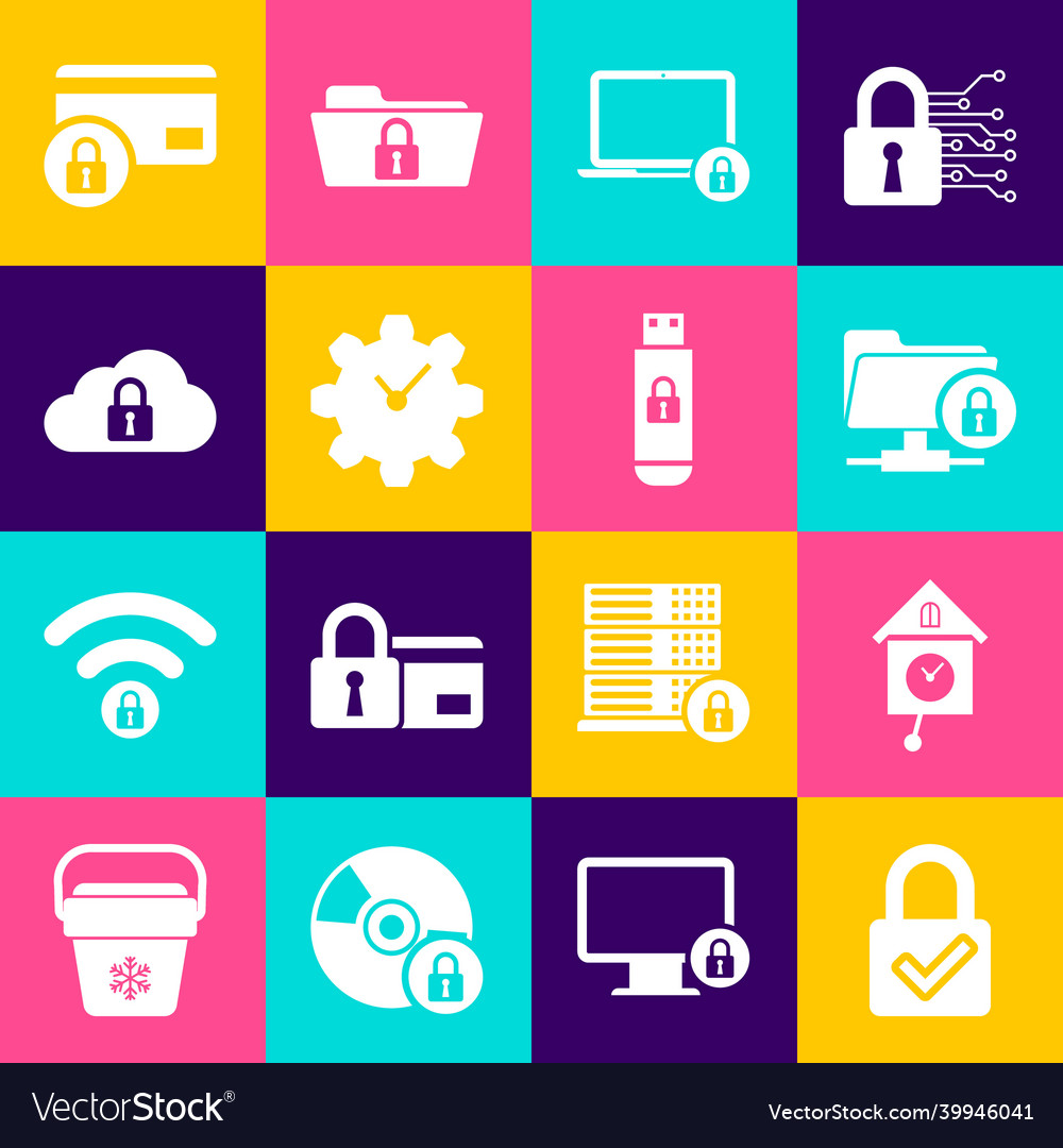 Set Lock And Check Mark Retro Wall Watch Ftp Vector Image